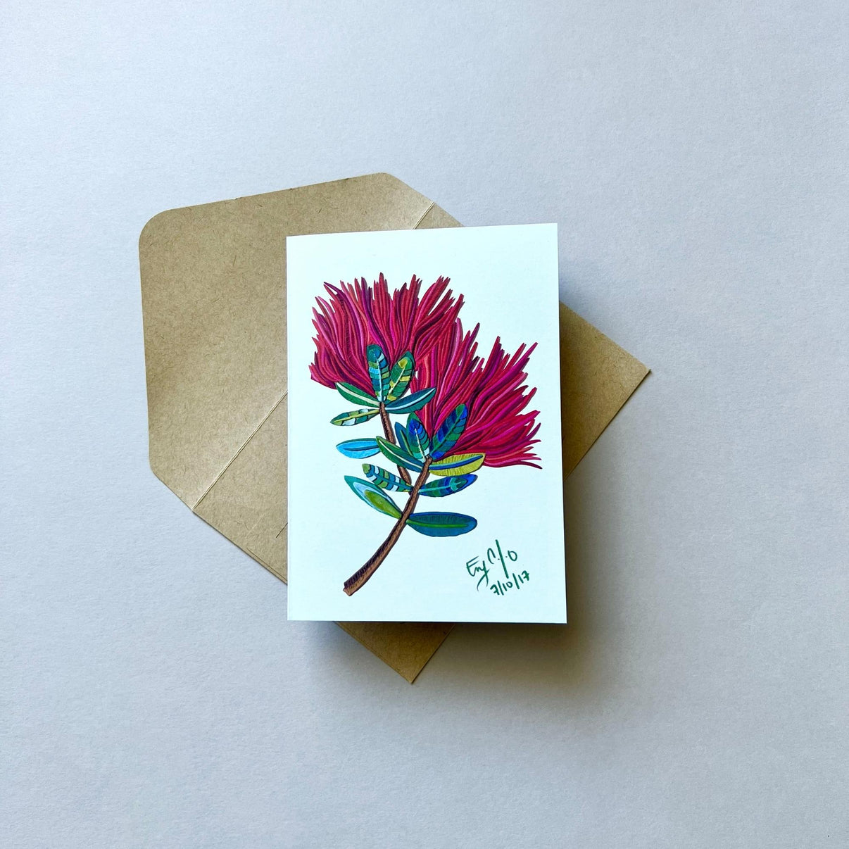 The Pohutukawa Flowers Reusable Greeting Card – EcloArt